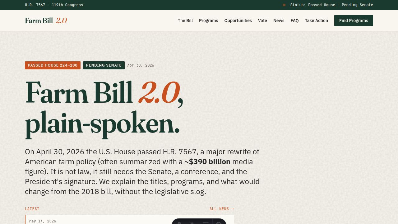 Farm Bill 2026 Vote Tracker, How the House Voted (224-200)